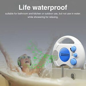 aner Waterproof Shower Radio, Mini Portable AM FM Shower Radio Built in Speaker Audio High Definition for Bathroom Kitchen, Outdoor Use