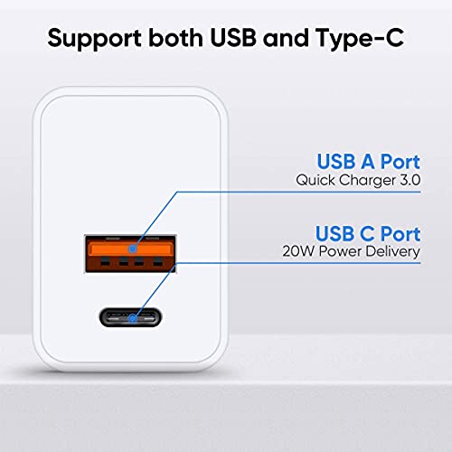 USB C Brick, iPhone 14 Pro Fast Charger Block, Zafolia 2-Pack Upgraded 20W Type C Wall Charging Box Plug Cube Dual Port Power Adapter for New Apple Watch Series 8 7/13/12 Pro Max/XR SE, iPad，AirPods