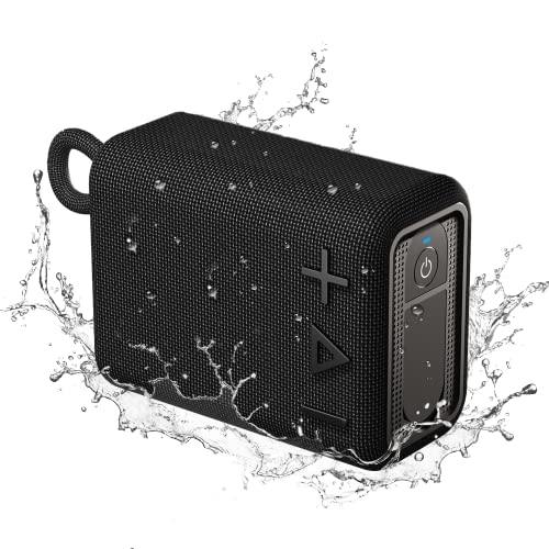 ROYQUEEN Mini Waterproof Bluetooth Speaker, Small Portable Bluetooth Speakers Wireless with TWS, Rich Bass HD Stereo Sound for Home, Beach, Shower, Outdoor Travel 16H Playtime(Black)