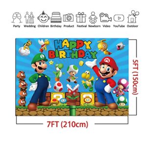 Cartoon Coin Video Game Happy Birthday Theme Photography Backdrops Children Boys Birthday Party Decor Supplies Cake Table Decor Kids Shoot Photo Backgrounds Props 7x5ft