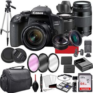 canon intl. eos 800d(rebel t7i)dslr camera with 18-55mm is stm and 75-300mm iii lens bundle + 64gb memory,case,tripod and more