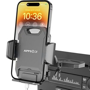 apps2car sturdy cd slot phone mount with one hand operation design, hands-free car phone holder universally compatible with all iphone & android cell phones, for smartphone mobile