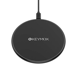 keymox qi-certified wireless charger for iphone13/ 12/12 mini/12 pro max / se, 11, 11 pro, 11 pro max, xr, xs max, xs, x, 8, 8 plus, 10w fast-charging galaxy s20 s10 s9 s8, note 10(no ac adapter)