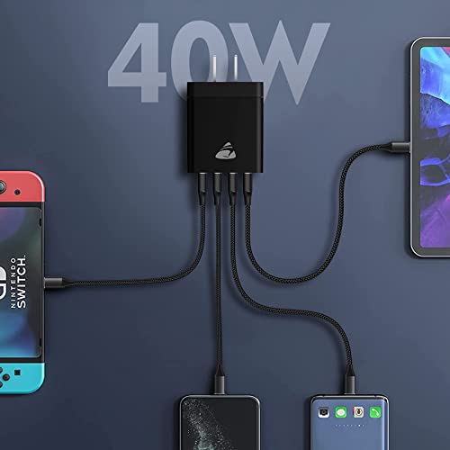 USB Wall Charger Block,Aioneus 40W 4-Port Fast Charging Block,QC 3.0 USB Cube Charger Plug for iPhone 14 13 12 11 Pro Max XS XR X 8 7 6 6S Plus,Charging Box Brick with Samsung,LG,Moto,Android Phones