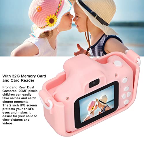 Liccx Kids Camera, Portable Kids Video Camera with Protective Cover and Lanyard, 1080P HD Digital Camera for Kids Age 3 4 5 6 7 8 9 10 11 12 Years Old(Pink, with 32GB Memory Card)