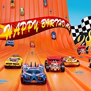 QQKCFOTO Hot Wheels Backdrops for Birthday Party Decorations Supplies, Red Car Photo Background for Cake Table Decorations, Hot Wheels Banner, Polyester 5x3ft