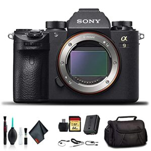 Sony Alpha a9 Mirrorless Camera ILCE9/B with Soft Bag, 64GB Memory Card, Card Reader, Plus Essential Accessories