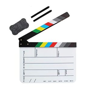 coolbuy112 acrylic film directors clapboard, hollywood filming slate movie clapboard decoration larger scene clapper board with a magnetic blackboard eraser and two custom pens