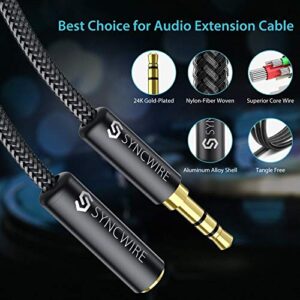 Syncwire Headphone Extension Cable - 6FT [Hi-Fi Sound][Gold Plated Jack][TRS] Nylon-Braided 3.5mm Male to Female Audio Extension Cord Compatible with iPhone iPad Smartphone Tablets Media Players