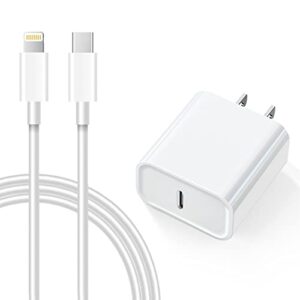 iphone 14 13 fast charger, [apple mfi certified] usb c wall charger fast charging 20w pd adapter with 6ft type-c to lightning cable compatible with iphone 14 13 12 pro max mini 11 xs xr x 8 and more