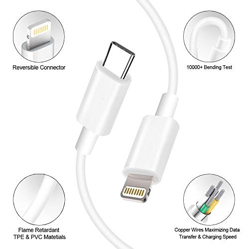 iPhone 14 13 Fast Charger, [Apple MFi Certified] USB C Wall Charger Fast Charging 20W PD Adapter with 6FT Type-C to Lightning Cable Compatible with iPhone 14 13 12 Pro Max Mini 11 Xs XR X 8 and More