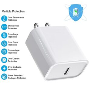 iPhone 14 13 Fast Charger, [Apple MFi Certified] USB C Wall Charger Fast Charging 20W PD Adapter with 6FT Type-C to Lightning Cable Compatible with iPhone 14 13 12 Pro Max Mini 11 Xs XR X 8 and More