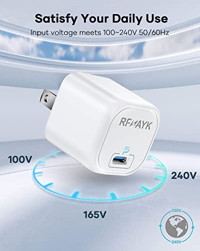 USB C Charger Block - RFNAYK 20W Super Mini iPhone 14/14 Plus/14 Pro/14 Pro Max Fast Charger, PD 3.0 Wall Charger Power Adapter for iPhone 12 13 Pro Max XR XS 8 Galaxy Pixel 4/3 iPad/iPad min (White)