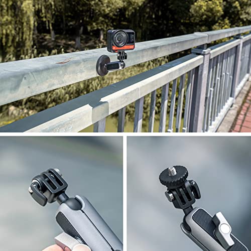 Magnetic Camera Mount, with 1/4"-20 Standard Thread Adapter, Perfect Compatible for Gopro 11/10/9/8/7/6/5/4, DJI OSMO Action 3, 2, Pocket 2, Insta360 ONE RS, R, ONE X3, X2, Double Ball Head Mechanism