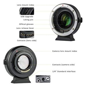 Lens Mount Adapter EF-EOS M2 Auto-Focus 0.71x Speed-Booster Control Ring for Canon EF Lens to Canon EOS-M (EF-M Mount) Mirrorless Cameras M M2 M3 M5 M6 M10 M50 M100