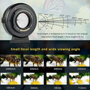 Lens Mount Adapter EF-EOS M2 Auto-Focus 0.71x Speed-Booster Control Ring for Canon EF Lens to Canon EOS-M (EF-M Mount) Mirrorless Cameras M M2 M3 M5 M6 M10 M50 M100