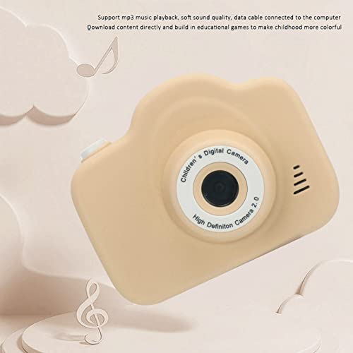 Shanrya Cartoon Child Camera, 200W Pixels Kids Camera One Key Video Recording Kids Gift for Kids(Light Yellow)