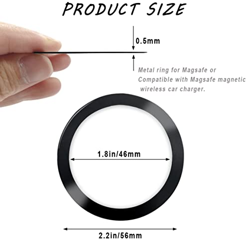 10 Pieces Magnetic Wireless Charger Universal Metal Rings with Sticker, 2 Colors Ultra Thin Metal Rings Compatible with MagSafe Wireless Charger Car Charger on Most Smartphone