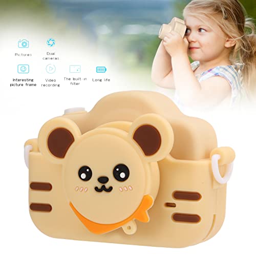 Kids Camera, Rounded Shape Anti Skid Food Grade ABS Children Digital Camera 16 Filters for Kids Game(Light Yellow)