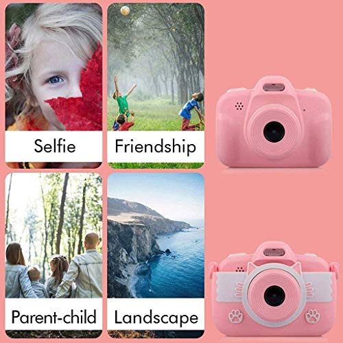 LKYBOA Pink Blue Children's Camera -Kids Camera for Girls or Boys, Anti-Drop Kid Digital Camera with Soft Silicone Shell and 8 Pixel Dual Lens (Color : Pink)