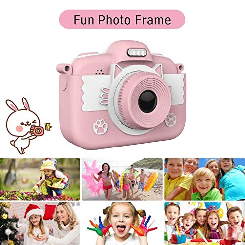 LKYBOA Pink Blue Children's Camera -Kids Camera for Girls or Boys, Anti-Drop Kid Digital Camera with Soft Silicone Shell and 8 Pixel Dual Lens (Color : Pink)