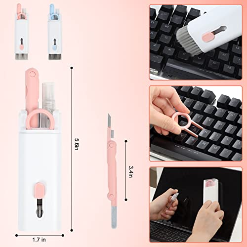 Laptop Screen Keyboard Earbud Cleaner Kit for Airpods，7-in-1 Electronic Cleaner Set - with Cleaning Pen Brush Spray for Phone iPad Computer Screen/Keyboard/Headphones/Bluetooth Earphones (Pink)