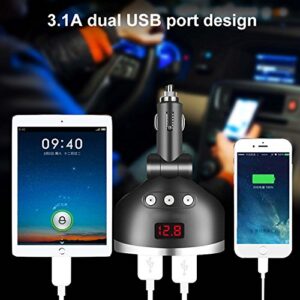 Car Charger,120W 3-Socket Cigarette Lighter Power Adapter DC Splitter 3.1A Dual USB Car Charger 12/24V with LED Voltage Display for Smartphone