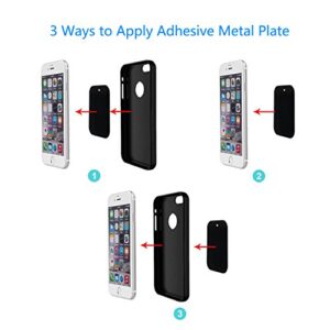 Metal Plate 12 Pack for Phone Car Mount Holder Cradle with 3M Adhesive (Compatible with Magnetic Mounts) - 6 Rectangle and 6 Round, Black