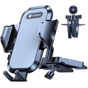 vicseed 𝗠𝗶𝗹𝗶𝘁𝗮𝗿𝘆-𝗚𝗿𝗮𝗱𝗲 𝗦𝘁𝘂𝗿𝗱𝘆 phone mount for car, 𝗨𝗽𝗴𝗿𝗮𝗱𝗲𝗱 𝗔𝗻𝘁𝗶 𝗦𝗵𝗮𝗸𝗲 cd slot & air vent thick case friendly car phone holder mount fit for iphone 14 13 all phones