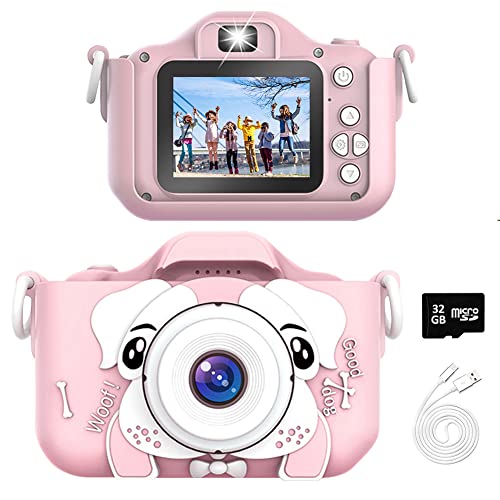 URMAGIC Kids Camera for Girls and Boys,2 Inch HD Screen 2000w Dual-Camera, Children Camera Digital Video,32GB SD Card Include, Kid Toys Gift for Christmas Birthday, for 3 - 12 Years Old Boys Girls