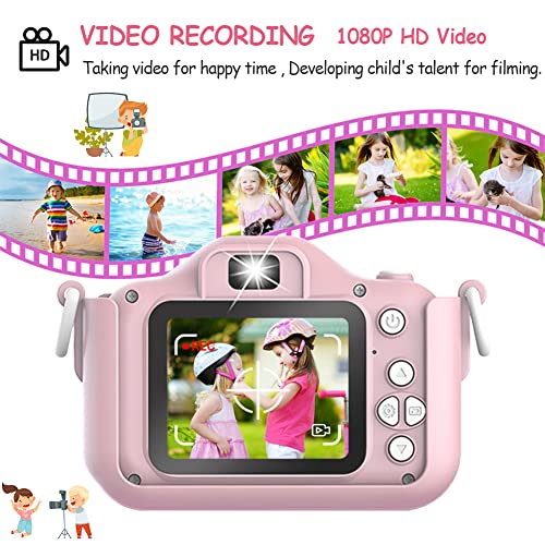 URMAGIC Kids Camera for Girls and Boys,2 Inch HD Screen 2000w Dual-Camera, Children Camera Digital Video,32GB SD Card Include, Kid Toys Gift for Christmas Birthday, for 3 - 12 Years Old Boys Girls