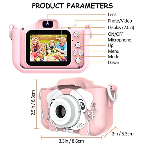 URMAGIC Kids Camera for Girls and Boys,2 Inch HD Screen 2000w Dual-Camera, Children Camera Digital Video,32GB SD Card Include, Kid Toys Gift for Christmas Birthday, for 3 - 12 Years Old Boys Girls