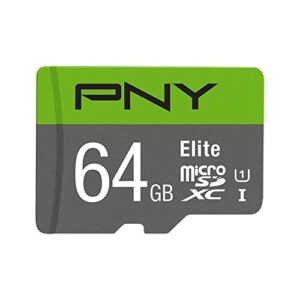 pny 64gb elite class 10 u1 microsdxc flash memory card – 100mb/s, class 10, u1, full hd, uhs-i, micro sd