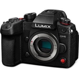 Panasonic Lumix GH6 Mirrorless Camera (DC-GH6BODY) + Sony 64GB Tough SD Card + Card Reader + Corel Photo Software + Case + Flex Tripod + Hand Strap + Memory Wallet + Cap Keeper + More (Renewed)