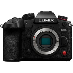 Panasonic Lumix GH6 Mirrorless Camera (DC-GH6BODY) + Sony 64GB Tough SD Card + Card Reader + Corel Photo Software + Case + Flex Tripod + Hand Strap + Memory Wallet + Cap Keeper + More (Renewed)