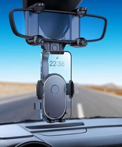 ibigly car phone holder, rear view mirror phone holder, cell phone holder, adjustable nagivator holder, 360° rotating and retractable universal car cell phone holder for all cell phones