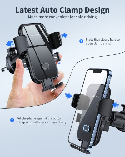 Miracase Phone Mount for Car Vent, Universal Car Phone Holder Mount [Upgraded Vent Clip Never Fall Off] Hands Free Air Vent Cell Phone Holder for Car Cradle in Vehicle Compatible with All Phones