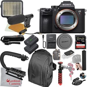 sony alpha a7riiia (new model) mirrorless digital camera (no lens) video bundle + led video light + microphone + extreme speed 64gb memory(20pc bundle)