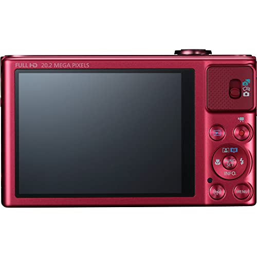 Canon PowerShot SX620 HS Digital Camera (Red) (1073C001) + 64GB Memory Card + 2 x NB13L Battery + Corel Photo Software + Charger + Card Reader + LED Light + Soft Bag + More (Renewed)