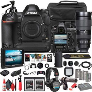 nikon d6 dslr camera (body only) (1624) + nikon 200-500mm lens + 4k monitor + 2 x 120gb xqd + headphones + 3 x enel18c battery + mic + corel software + tripod + more (international model) (renewed)