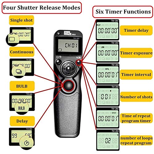 Pixel Timer Shutter Release Remote Control TW283-S2 Remote Release for Sony A58 A68 A1 A9 A7 A7II A7R A7RII A7S A5000 A5100 A6000 A6300 A6400 A6500 A6600 RX100/II HX300 HX400 HX400V HX50V HX90 RX10