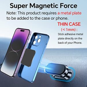 【2-PACK】Magnetic phone holder for car, [ Super Strong Magnet ] [ with 4 Metal Plate ] iPhone Magnetic car mount for cell phone, [ 360° Rotation ] Universal Dashboard adhesive Car Magnetic Phone Mount