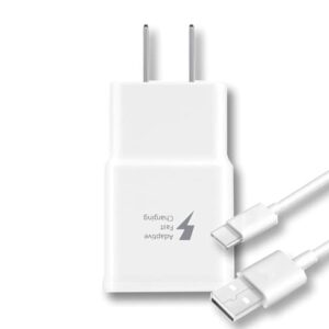 OEM Adaptive Fast Charger for Samsung SM-T510 15W with Certified USB Type-C Data and Charging Cable. (White 3.3FT 1M Cable)