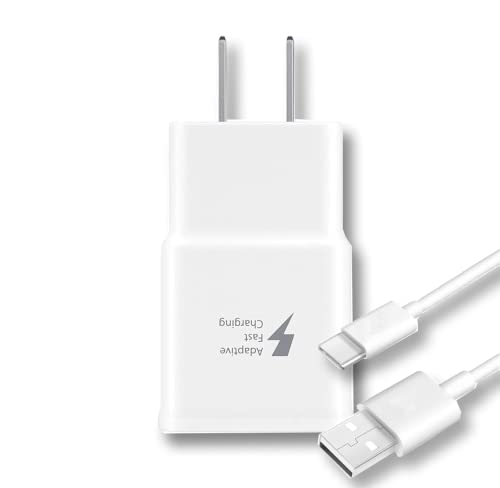 OEM Adaptive Fast Charger for Samsung SM-T510 15W with Certified USB Type-C Data and Charging Cable. (White 3.3FT 1M Cable)