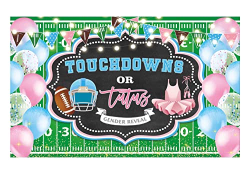 Funnytree Touchdowns or Tutus Gender Reveal Backdrop American Football Theme Pregnant Announcement Gender Neutral Party Supplies Baby Shower Banner Decoration Photo Booth Prop Background