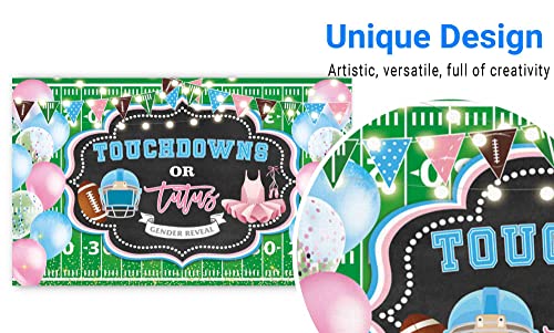 Funnytree Touchdowns or Tutus Gender Reveal Backdrop American Football Theme Pregnant Announcement Gender Neutral Party Supplies Baby Shower Banner Decoration Photo Booth Prop Background