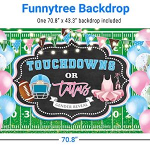 Funnytree Touchdowns or Tutus Gender Reveal Backdrop American Football Theme Pregnant Announcement Gender Neutral Party Supplies Baby Shower Banner Decoration Photo Booth Prop Background