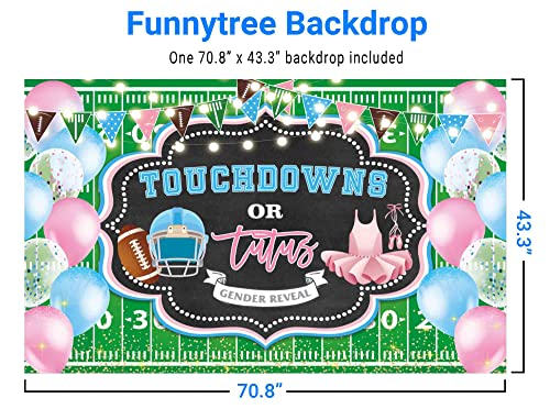 Funnytree Touchdowns or Tutus Gender Reveal Backdrop American Football Theme Pregnant Announcement Gender Neutral Party Supplies Baby Shower Banner Decoration Photo Booth Prop Background