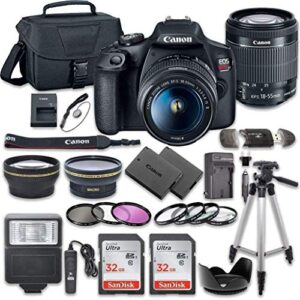 canon eos rebel t7 dslr camera bundle with canon ef-s 18-55mm f/3.5-5.6 is ii lens + 2pc sandisk 32gb memory cards + accessory kit (renewed)