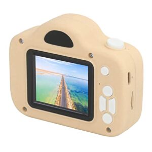 01 02 015 cartoon mini camera, kids gift 15 filters 16 borders kids camera one key video recording support mp3 200w pixels for kids(light yellow)